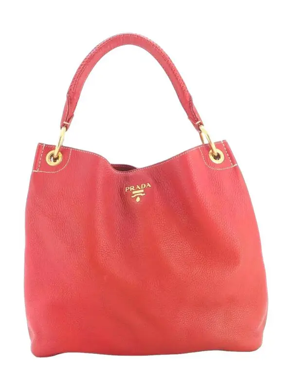 Prada Rolled Vitello Daino Large Hobo Bag - Red