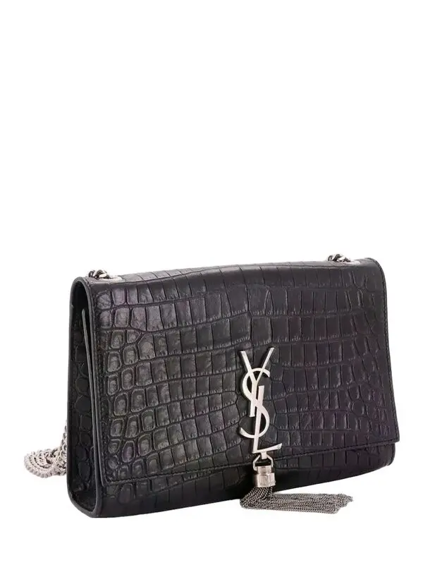 Saint Laurent Monogram Leather Crossbody Bag - Black