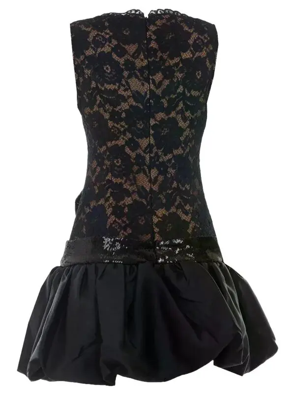 SELF-PORTRAIT Lace Bubble-hem Mini Dress - Black