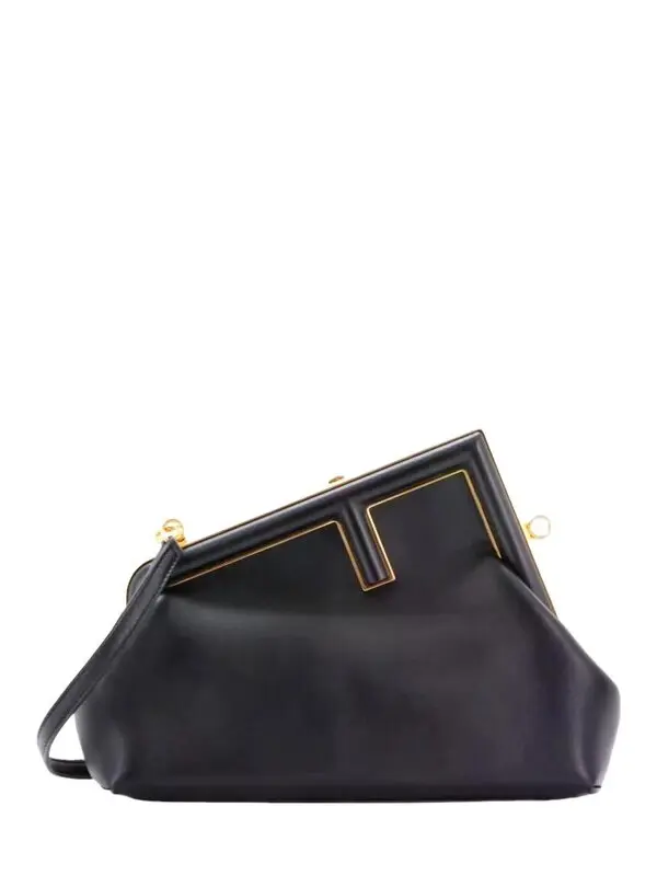 Fendi First Bag Leather Small Clutch Bag - Black