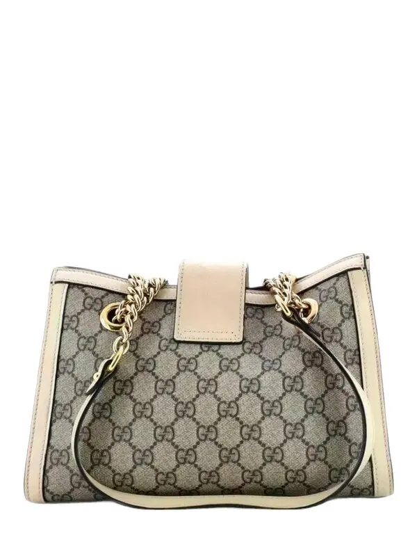 Gucci Padlock Chain Tote Gg Coated Canvas Shoulder Bag - Neutrals