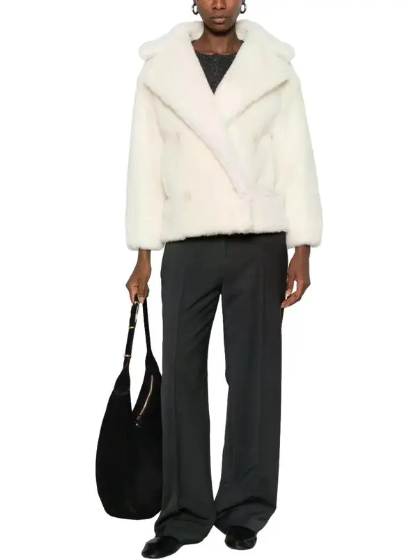 Max Mara Double-breasted Faux-fur Jacket - Neutrals