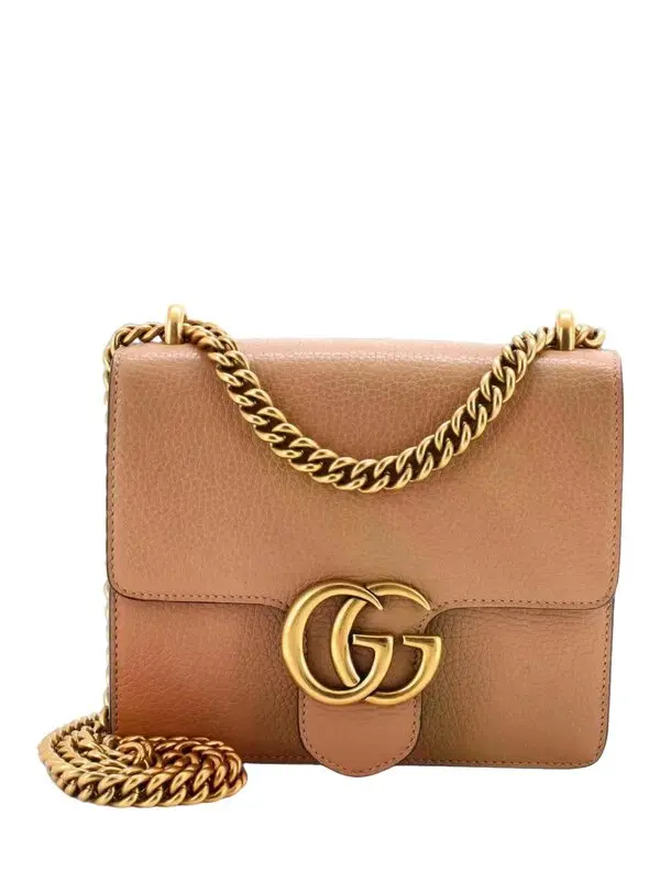 Gucci Gg Marmont Chain Leather Small Shoulder Bag - Neutrals