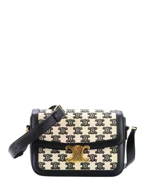 Celine Triomphe Canvas Shoulder Bag - Black