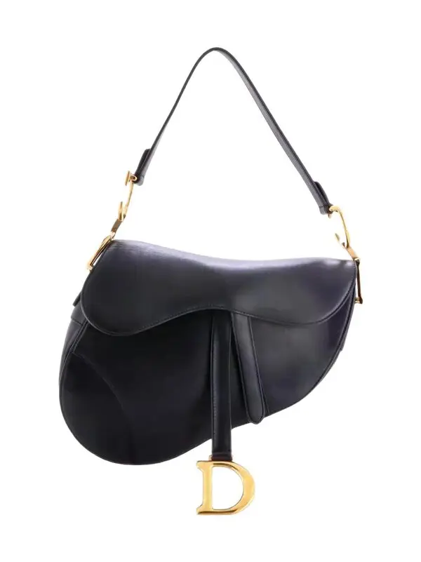 Dior Saddle Handbag Leather Medium Shoulder Bag - Black