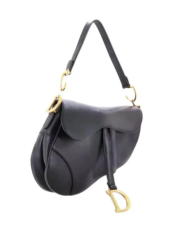 Dior Saddle Handbag Leather Medium Shoulder Bag - Black
