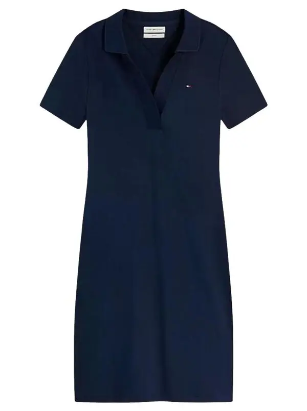 Tommy Hilfiger Open-neck Polo Mini Dress - Blue