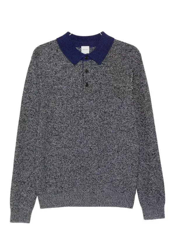 Paul Smith Marled-knit Long-sleeve Polo Shirt - Grey