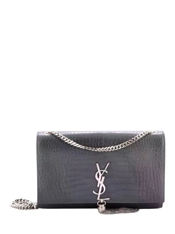 Saint Laurent Monogram Tassel Crossbody Bag - Grey