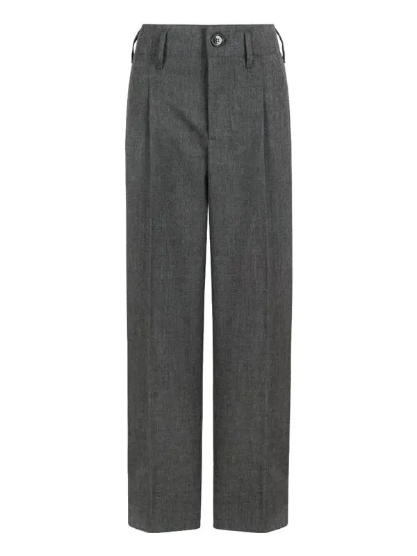 AMI Paris Pleated Wool Trousers - Grey