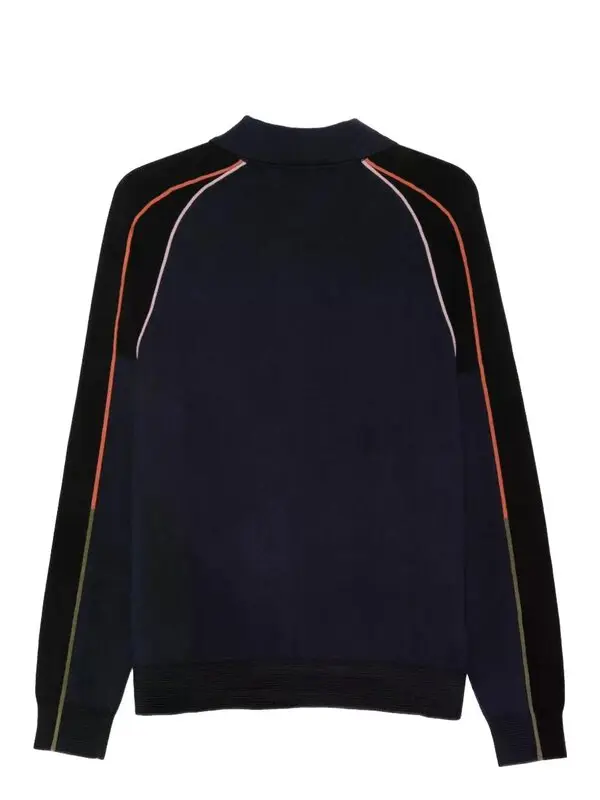 Paul Smith Stripe-trim Zip-up Polo Sweater - Blue