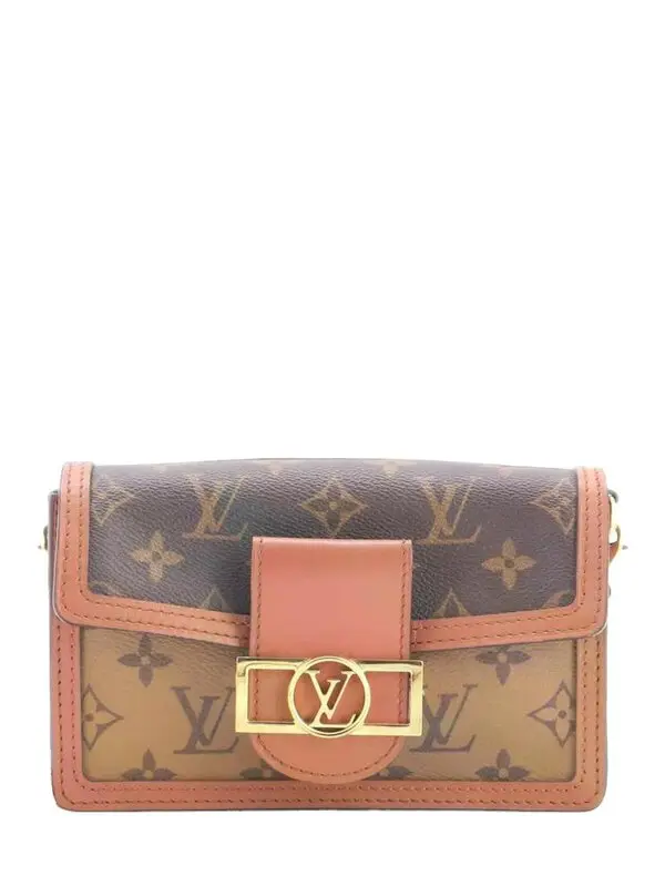 LOUIS VUITTON Reverse Monogram Canvas Dauphine Chain Wallet Clutch Bag - Brown