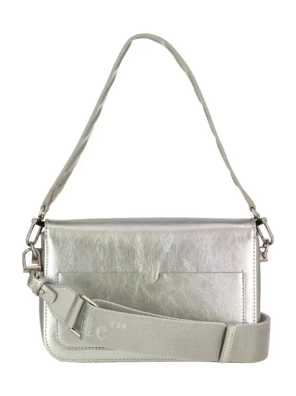 Off-White Metallic Binder Shoulder Bag - Silver
