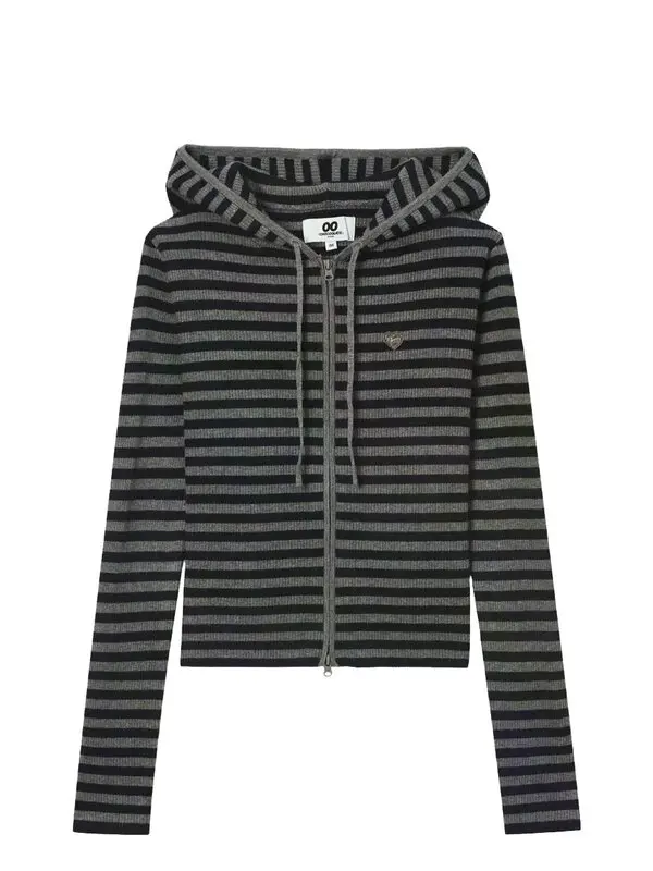 CHOCOOLATE Striped Zip-up Hoodie - Grey