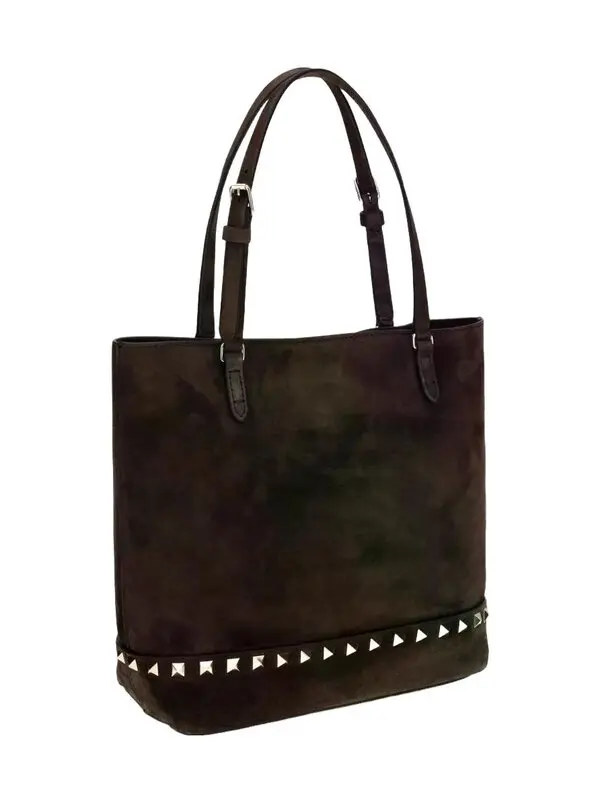 Valentino Garavani Rockstud Suede Shoulder Bag - Brown