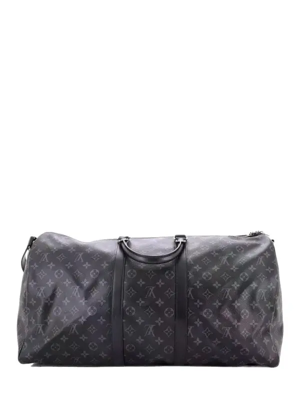 LOUIS VUITTON Keepall Bandouliere Monogram Eclipse Canvas 55 Travel Bag - Black