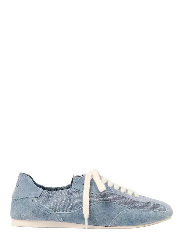 Simkhai Georgie Denim-print Leather Sneakers - Blue