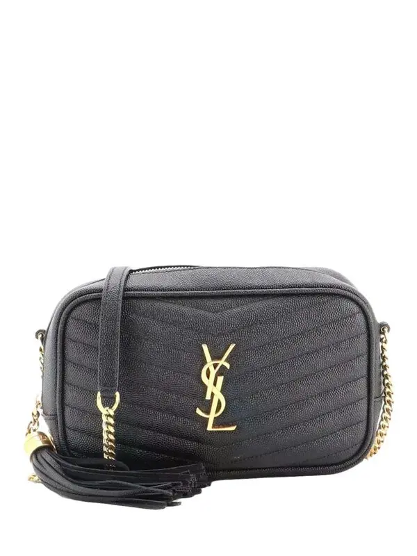 Saint Laurent Lou Camera Bag Matelasse Chevron Leather Mini Cross Body Bag - Black