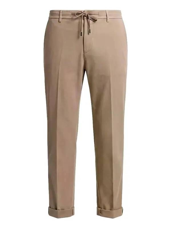 Peserico Drawstring-waist Turned-up Tapered Trousers - Neutrals