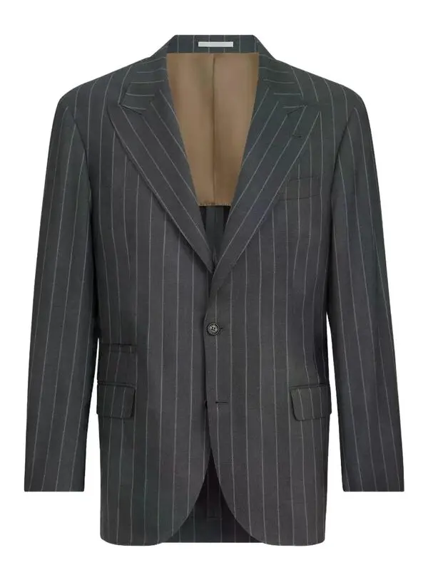 Brunello Cucinelli Chalk-stripe Tailor Blazer - Grey