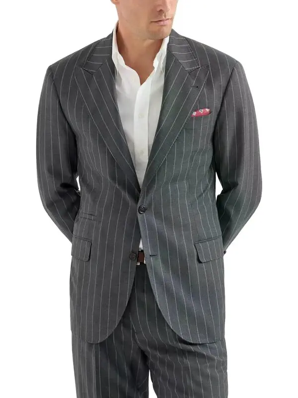 Brunello Cucinelli Super 150s Virgin Wool Chalk Stripe Tailor Blazer - Grey