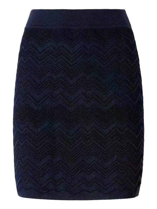 Missoni Zig-zag Viscose And Wool Mini Skirt - Blue