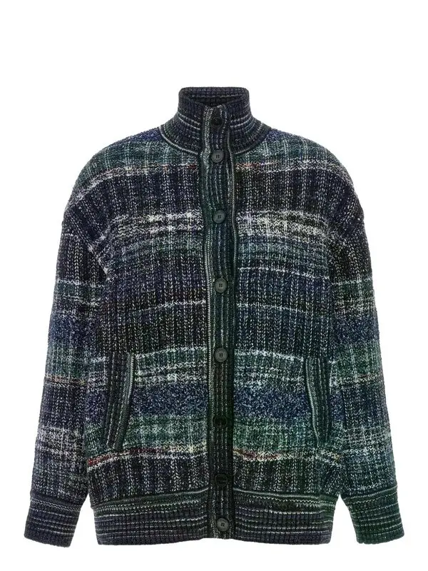 Missoni Oversized Wool-blend Check Cardigan - Blue