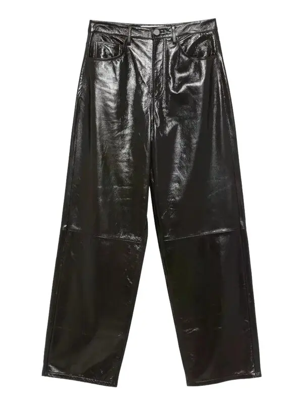 RÓHE Lacquer Baggy Leather Trousers - Brown