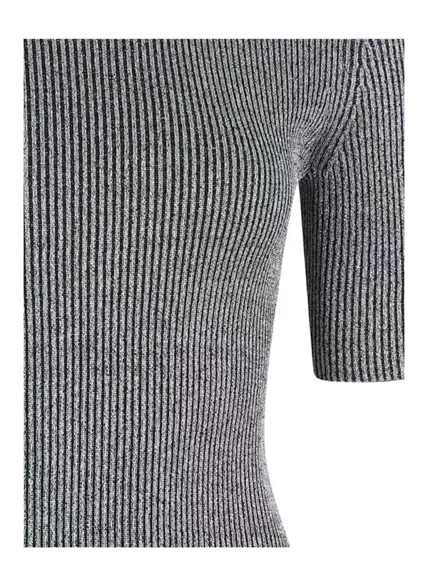 Missoni Metallic Ribbed-knit Short-sleeve Sweater - Grey