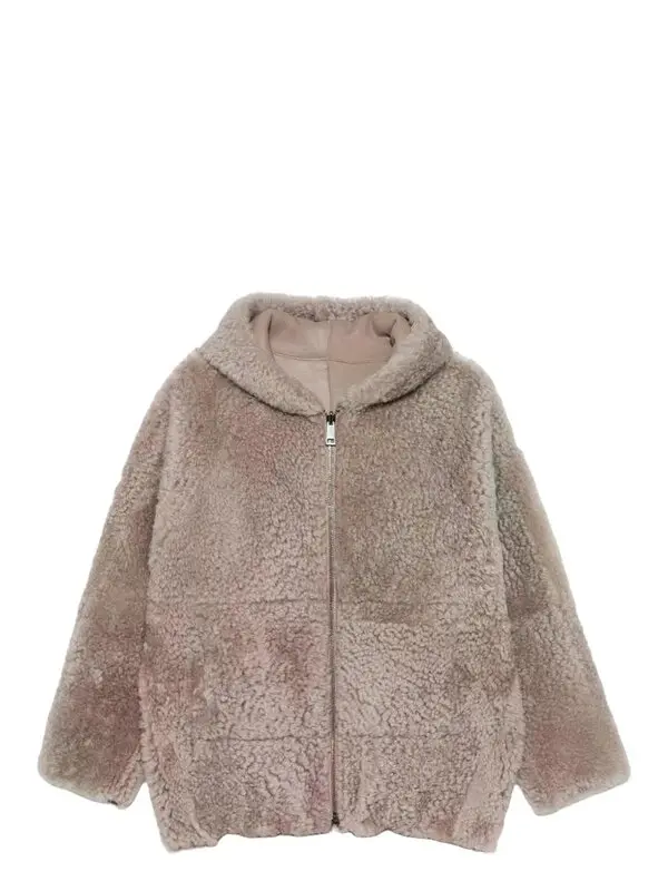 Simonette Ravizza Bart R Reversible Hooded Shearling Jacket - Neutrals