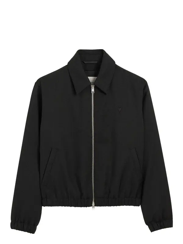 AMI Paris Wool Padded Jacket With De Coeur - Black