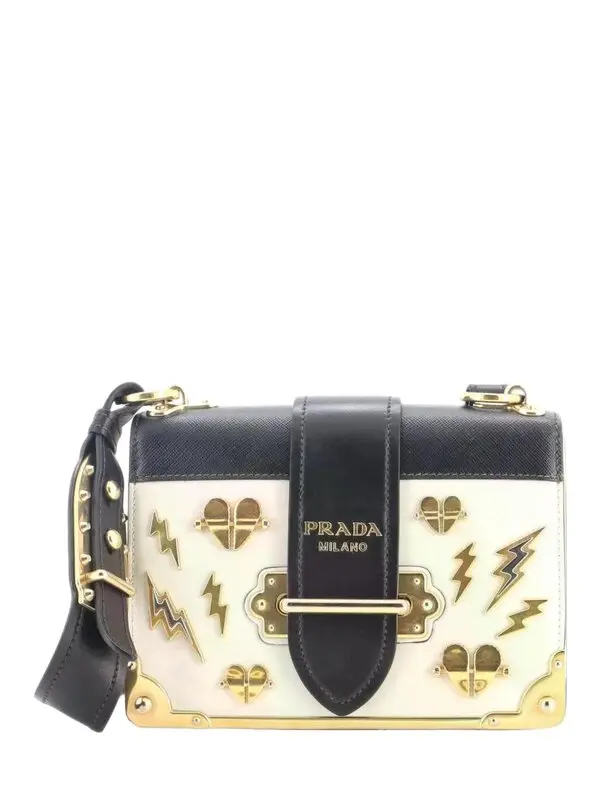 Prada Cahier Embellished Leather Small Crossbody Bag - Neutrals