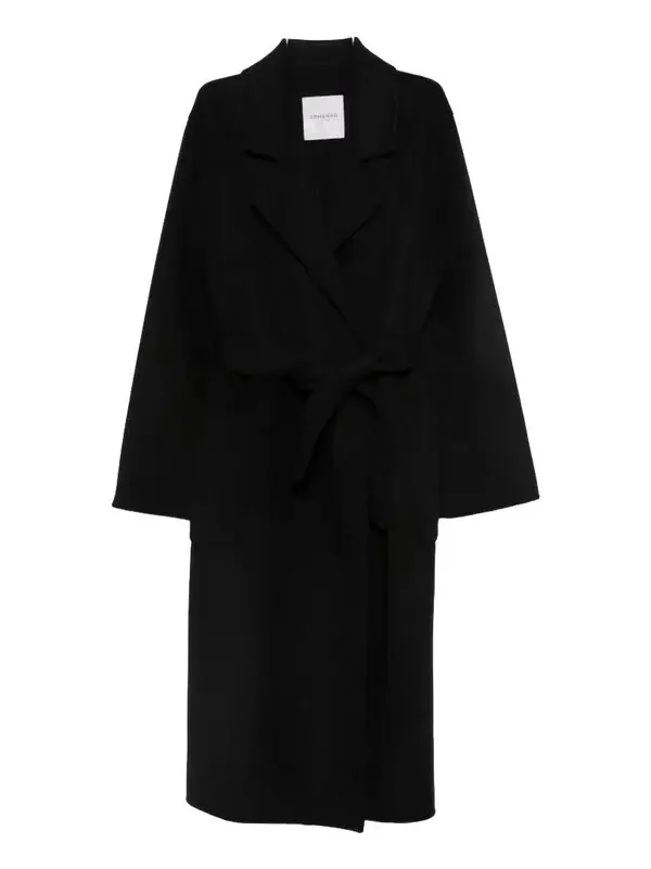 ERMANNO FIRENZE Belted Notch-lapels Coat - Black