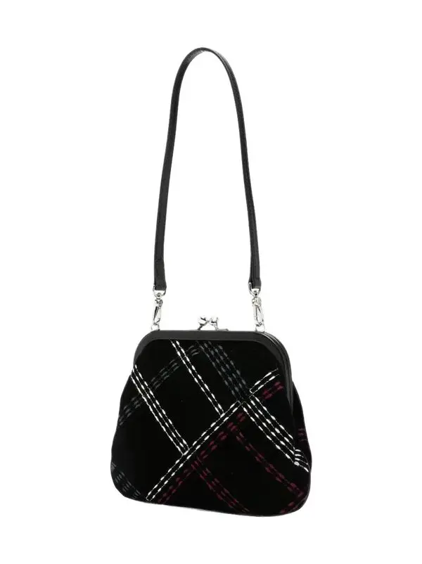VIVIENNE WESTWOOD Check-pattern Velvet Clutch Bag - Black