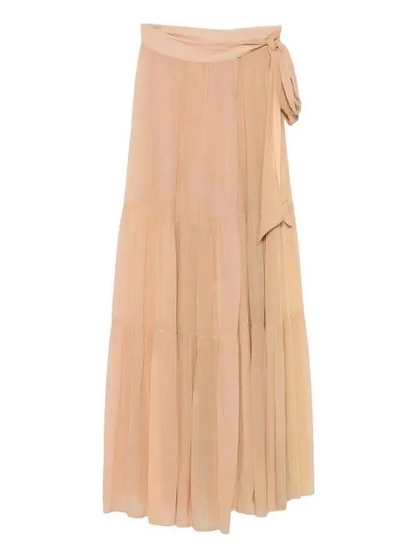 ANIYE BY Tiered Bow-fastening Maxi Skirt - Neutrals