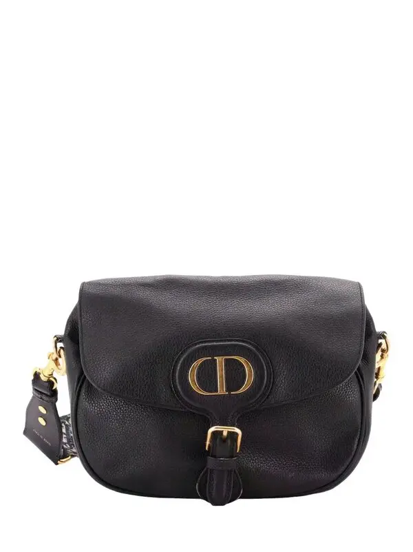 Dior Bobby Flap Bag Leather Large Cross Body Bag - Black