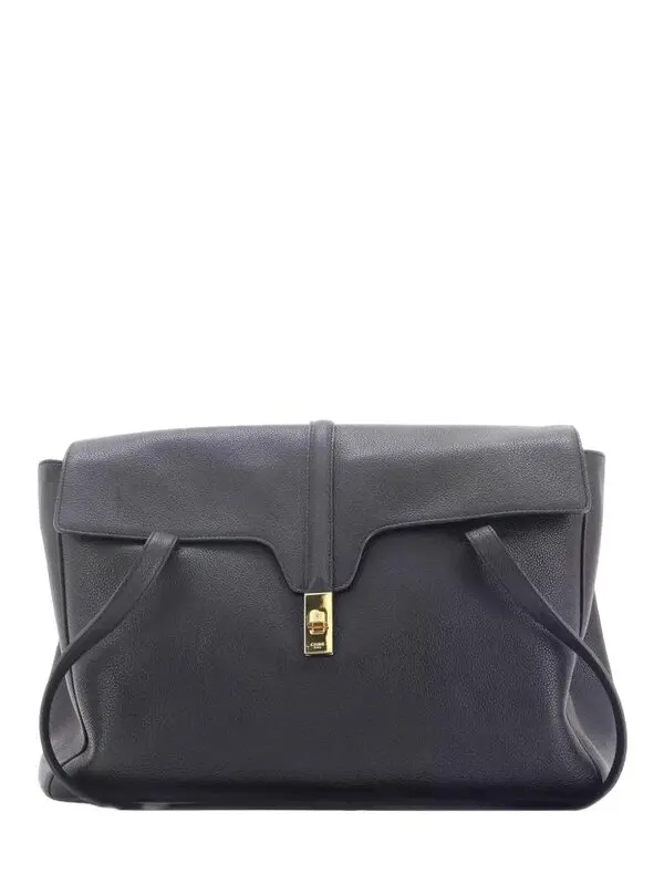 Celine Soft 16 Bag Grained Calfskin Large Shoulder Bag - Black