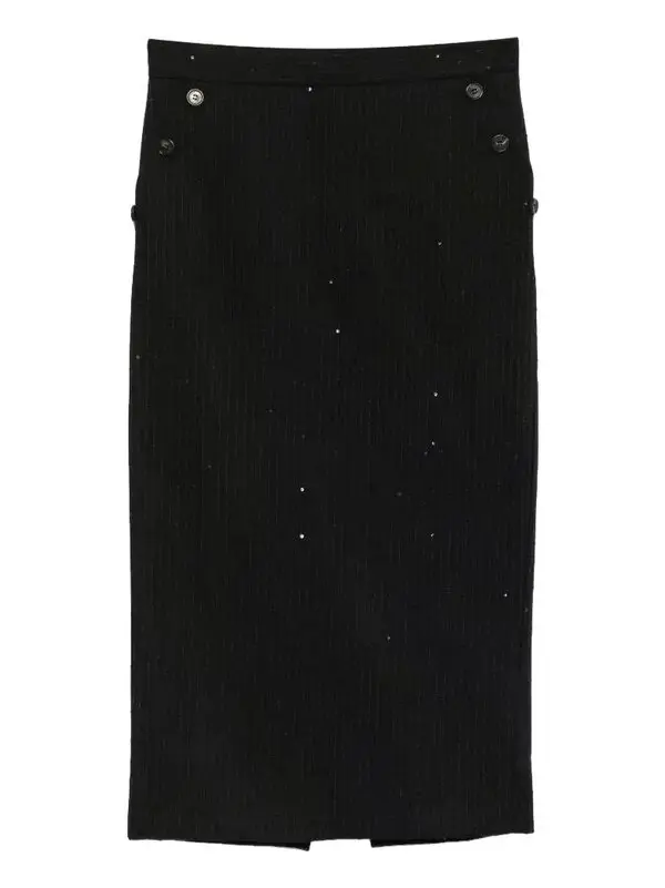 ERMANNO FIRENZE Crystal-embellished Pinstripe Skirt - Black