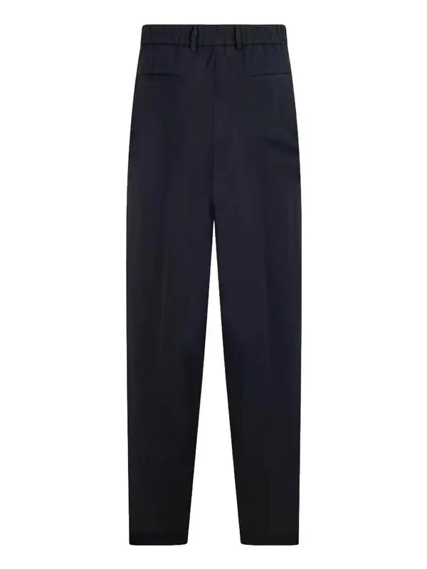BOSS Patterned Virgin Wool Relaxed-fit Trousers - Blue