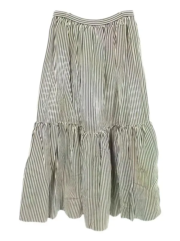 Dior 2021 Cruise Striped Linen Midi Skirt - Neutrals