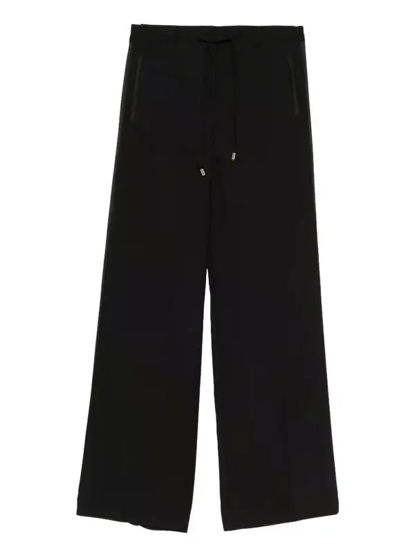 ERMANNO FIRENZE Satin-stripe Drawstring Trousers - Black