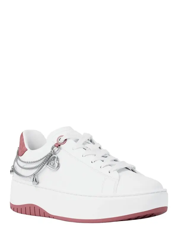 Michael Kors Dottie Embellished Leather Platform Sneaker - Red