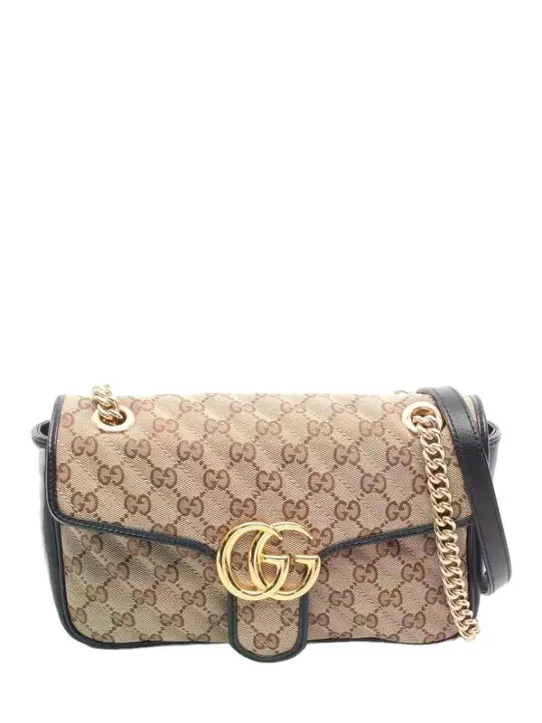 Gucci Medium Gg Marmont Matelasse Diagonal Gg Canvas Shoulder Bag - Neutrals