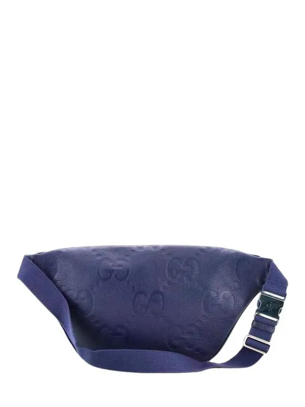 Gucci Front Pocket Jumbo Gg Embossed Leather Belt Bag - Blue