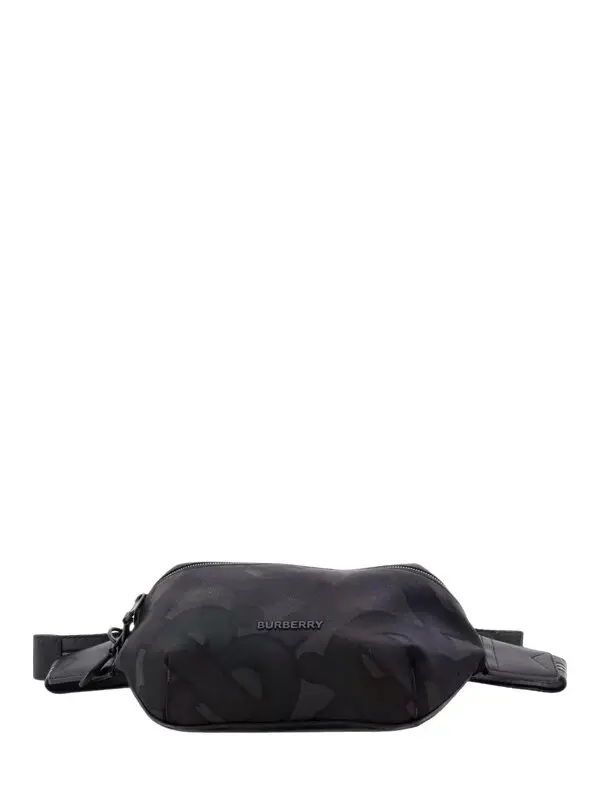 Burberry Sonny Tb Monogram Canvas Belt Bag - Black