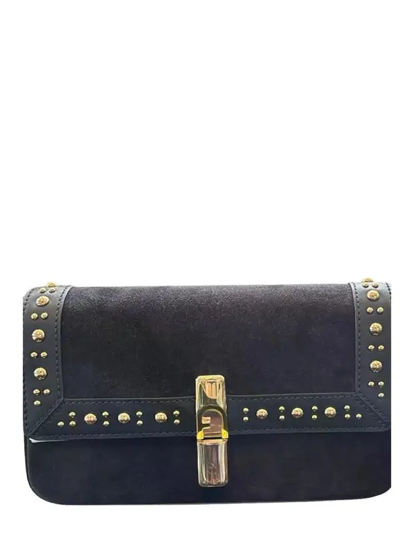 Furla Iride Studded Suede Crossbody Bag - Blue