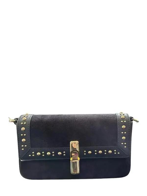 Furla Iride Studded Suede Crossbody Bag - Blue
