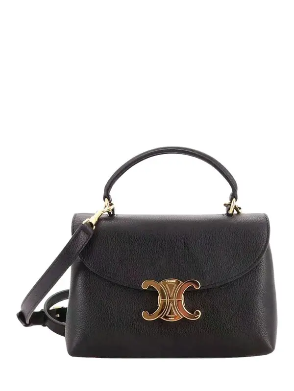 Celine Nino Leather Satchel Top Handle Bag - Black