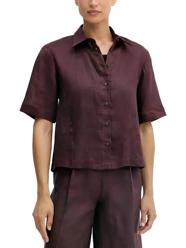 Sisley Short-sleeve Linen Shirt - Brown