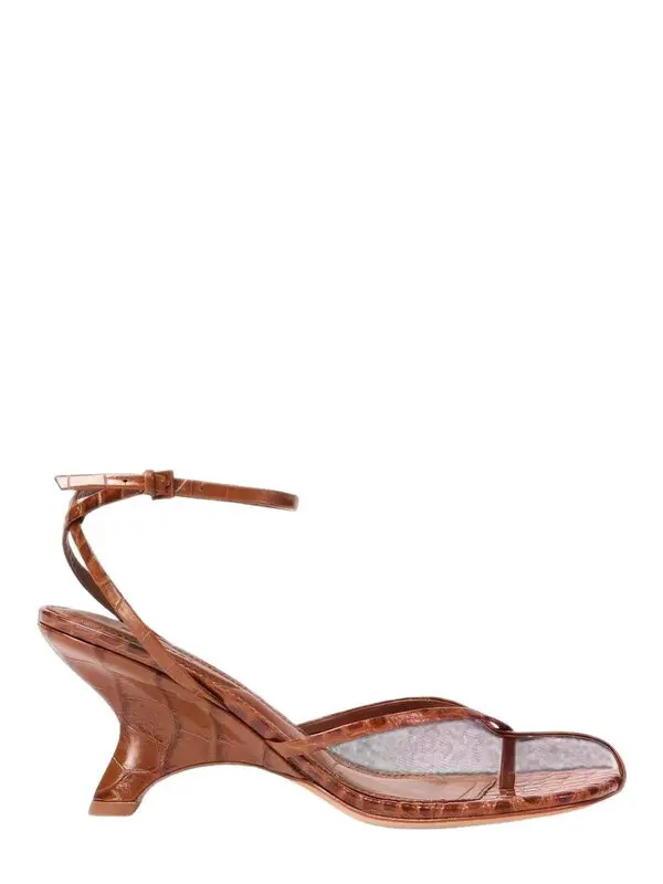 Simkhai Kelsey Crocodile-effect Leather Sandals - Brown